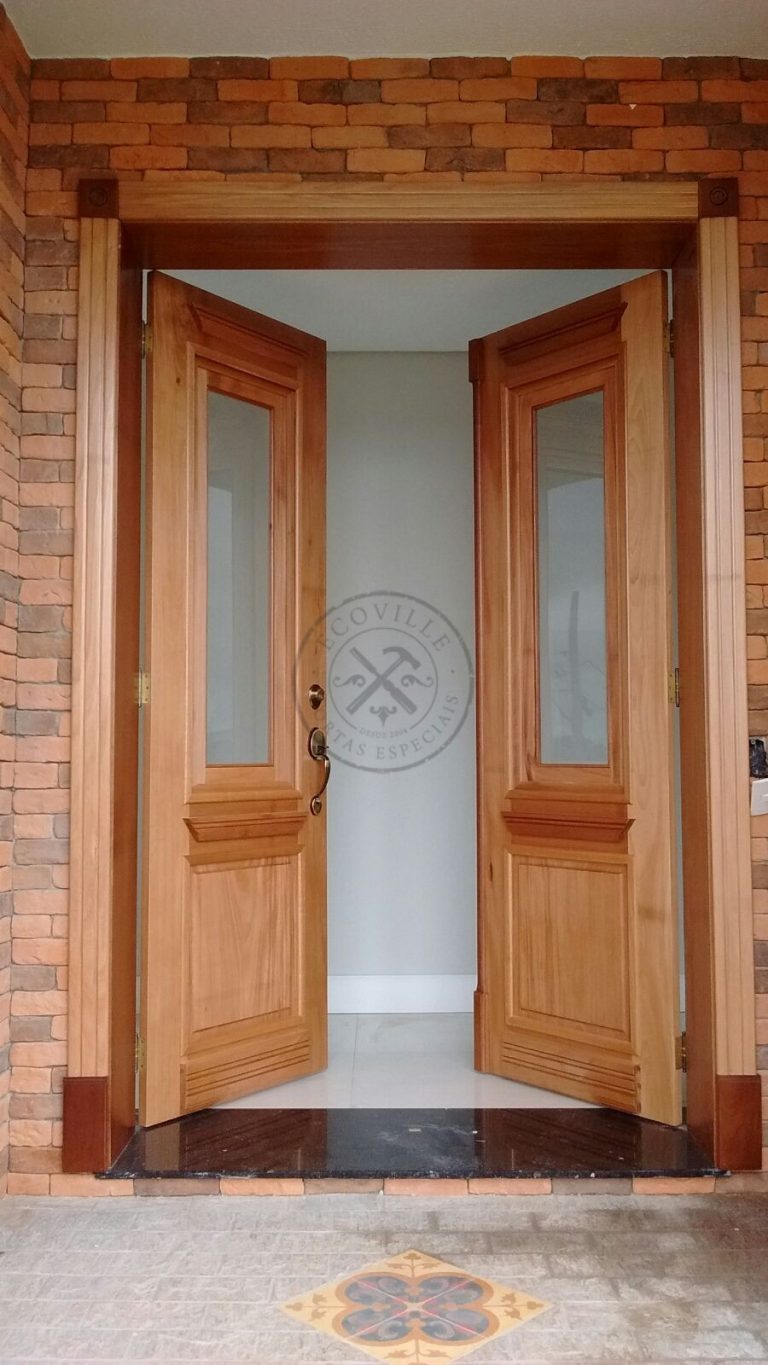 Porta de abertura dupla com postigo móvel com vidro incolor 8 mm ...