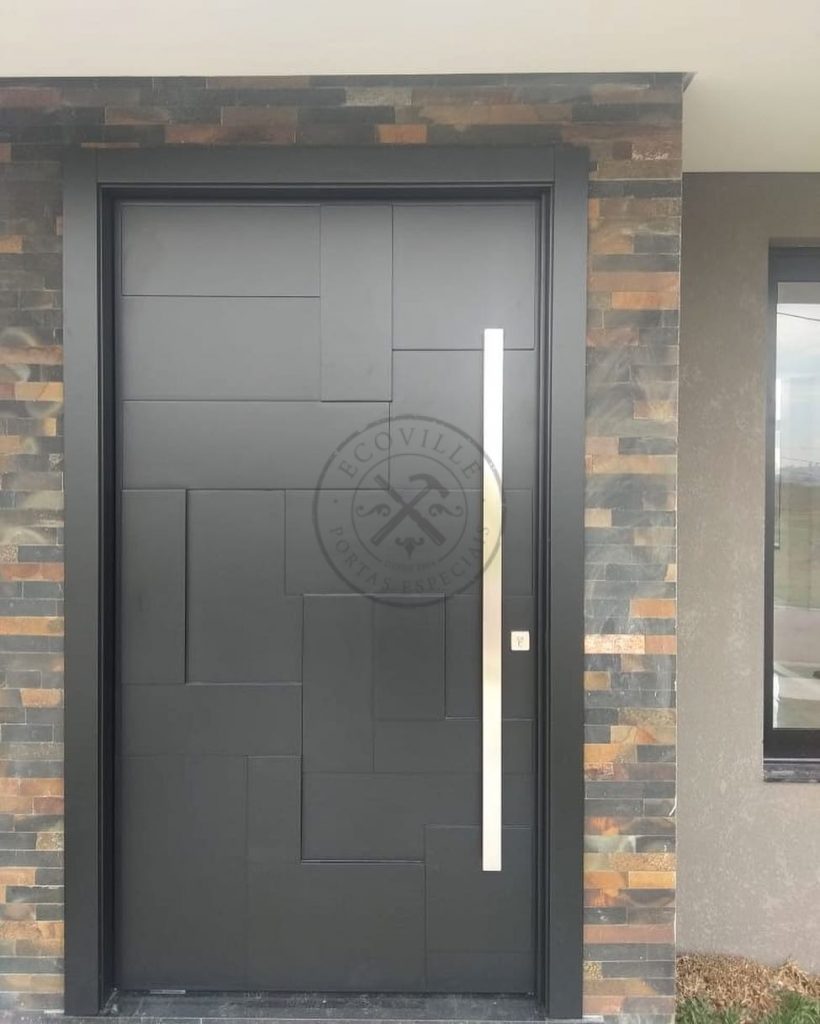 Porta pivotante com revestimento em MDF. Modelo 3D com pintura laca ...